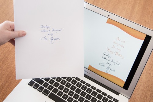 Send a real greeting card with your handwriting via First Class US mail ...